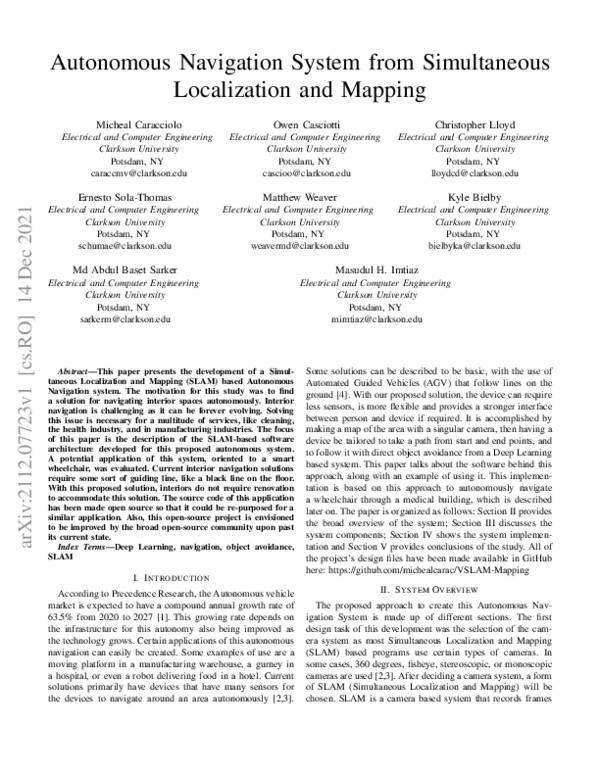 (PDF) Autonomous Navigation System from Simultaneous Localization and Mapping