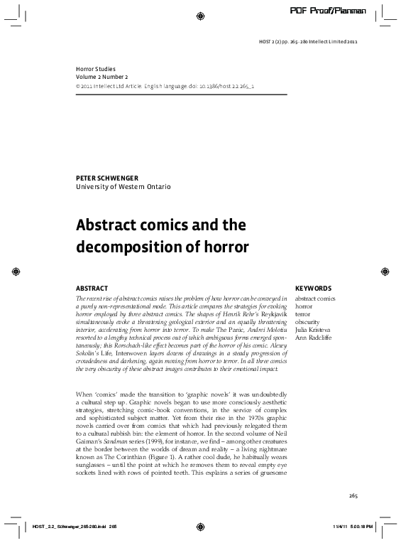 (PDF) Abstract comics and the decomposition of horror