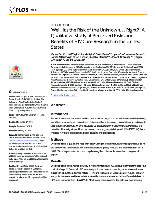 (PDF) Well, It's the Risk of the Unknown… Right?': A Qualitative Study ...