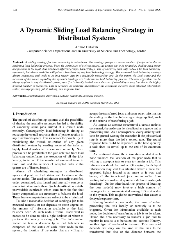 Pdf A Dynamic Sliding Load Balancing Strategy In Distributed Systems
