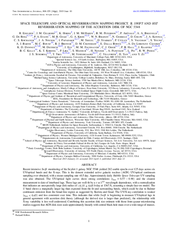 Pdf Space Telescope And Optical Reverberation Mapping Project Ii Swiftandhstreverberation