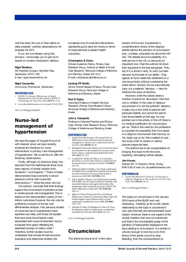 (PDF) Nurse-led management of hypertension