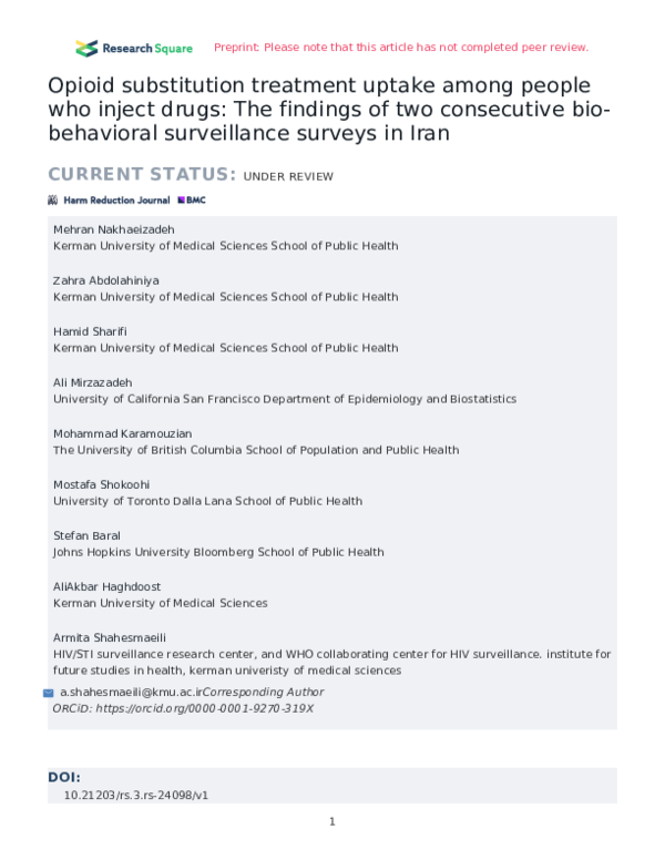 (PDF) Opioid substitution treatment uptake among people who inject ...