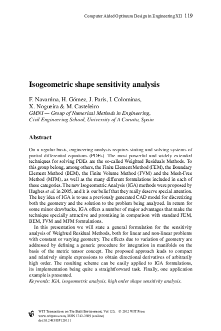 (PDF) Isogeometric shape sensitivity analysis