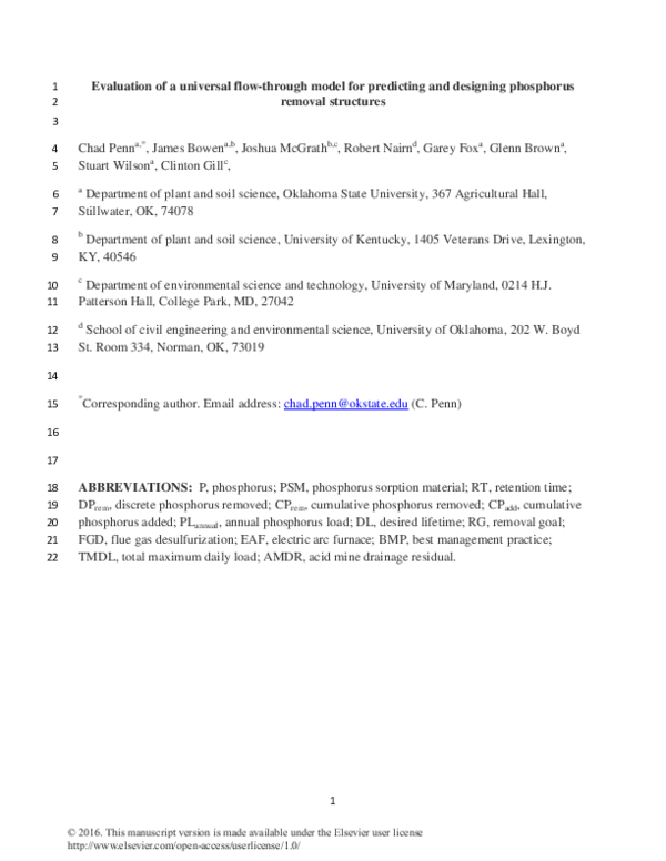 (PDF) Evaluation of a universal flow-through model for predicting and ...