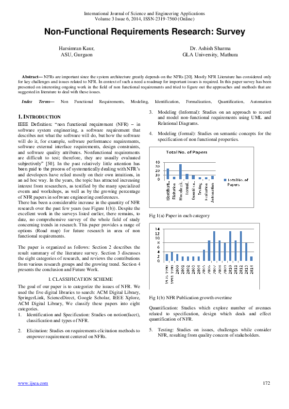 (PDF) Non-Functional Requirements Research: Survey