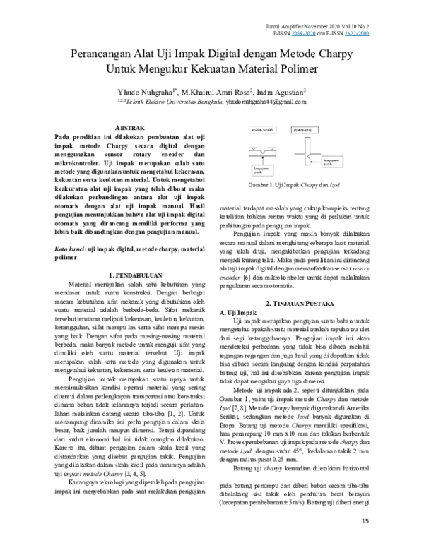 (PDF) Perancangan Alat Uji Impak Digital dengan Metode Charpy Untuk ...