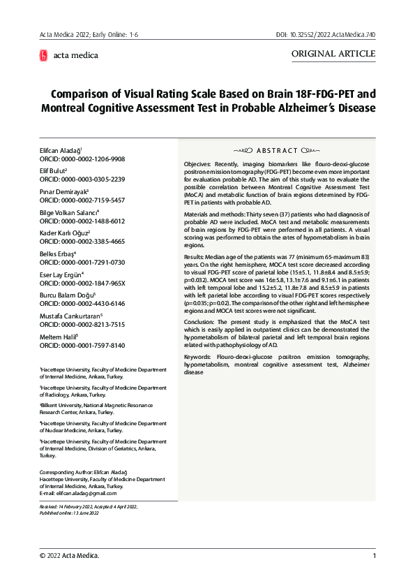(PDF) Comparison of Visual Rating Scale Based on Brain 18F-FDG-PET and Montreal Cognitive ...