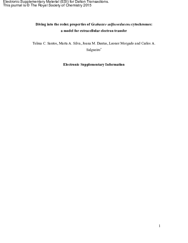 (PDF) Diving into the redox properties of Geobacter sulfurreducens ...