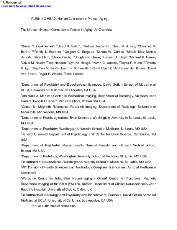 (PDF) The Lifespan Human Connectome Project in Aging: An overview