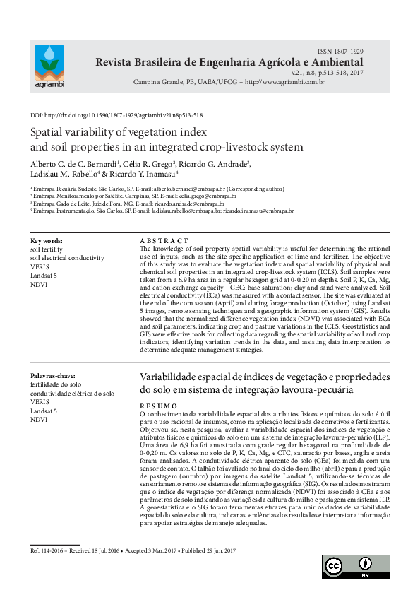 (PDF) Spatial variability of vegetation index and soil properties in an ...
