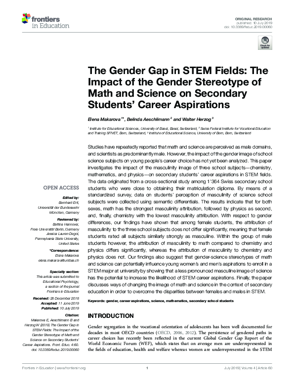 (PDF) The Gender Gap in STEM Fields: The Impact of the Gender ...