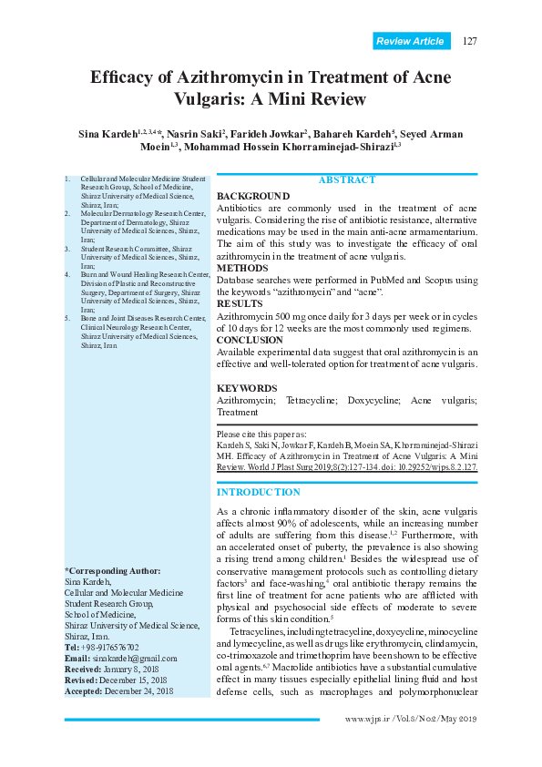 (PDF) Comparison of efficacy of azithromycin vs. doxycycline in the ...