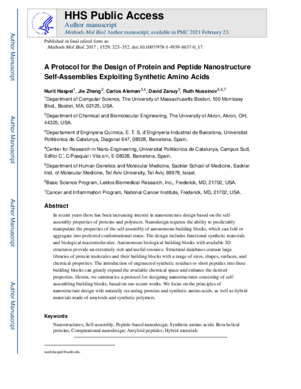 (PDF) A Protocol for the Design of Protein and Peptide Nanostructure ...