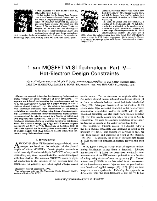 (PDF) 1 µm MOSFET VLSI technology: Part IV—Hot-electron design ...