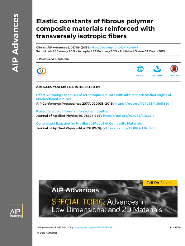 (PDF) Elastic constants of fibrous polymer composite materials ...