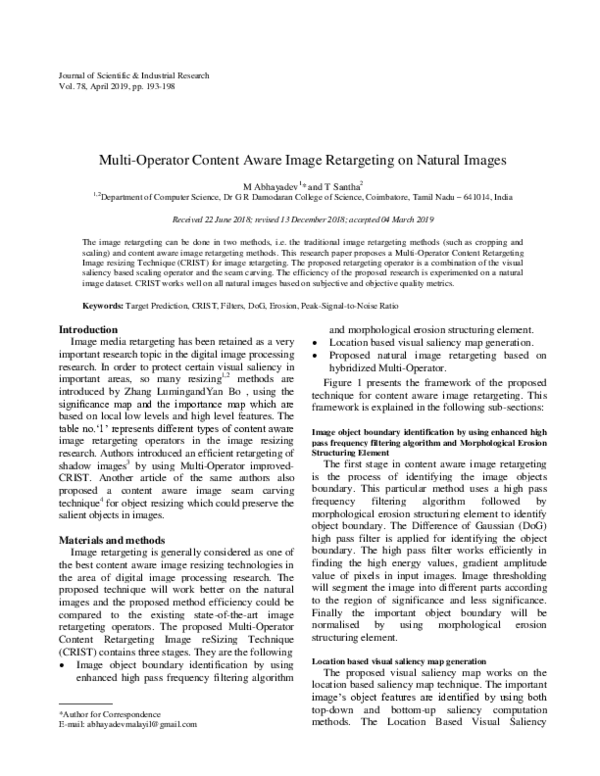 (PDF) Multi-Operator Content Aware Image Retargeting on Natural Images