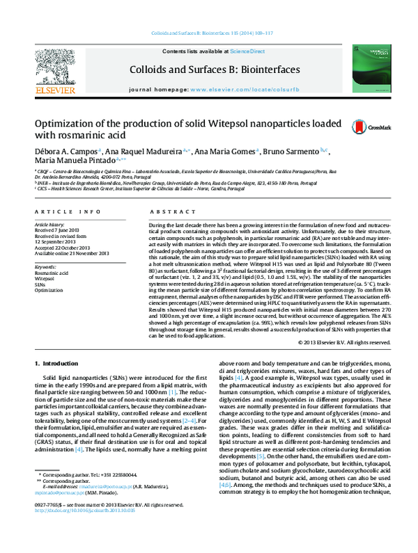 (PDF) Optimization of the production of solid Witepsol nanoparticles ...