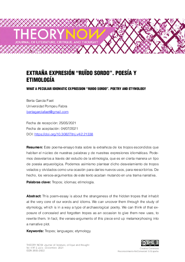 (PDF) Berta García Faet - Extraña expresión "ruïdo sordo". Poesía y ...