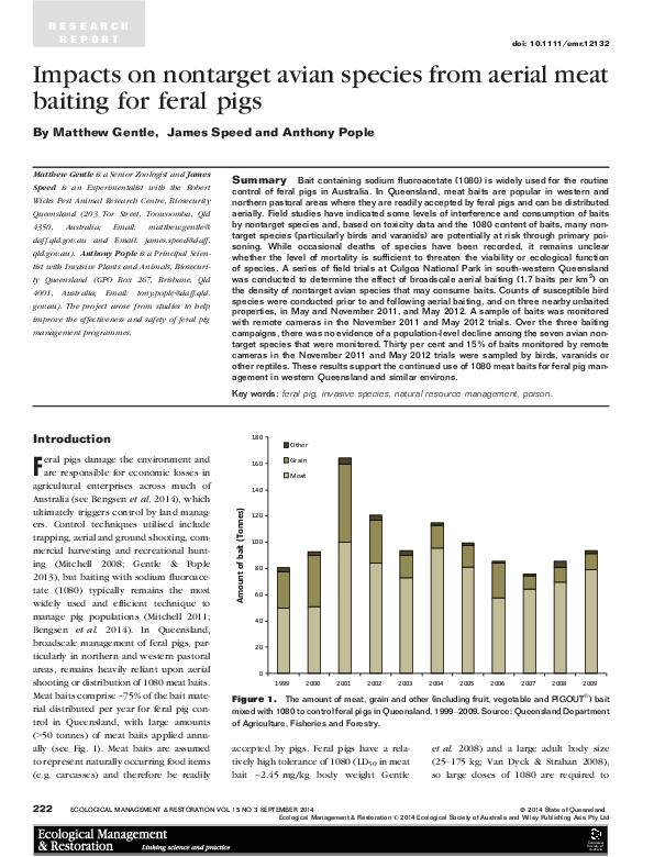 (PDF) Impacts on nontarget avian species from aerial meat baiting for ...