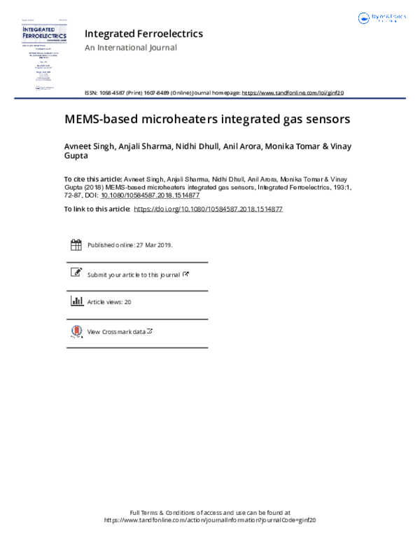 (PDF) MEMS-based microheaters integrated gas sensors
