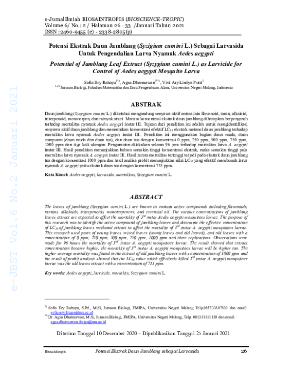 (PDF) Potensi Ekstrak Daun Jamblang (Syzigium cumini L.) Sebagai ...