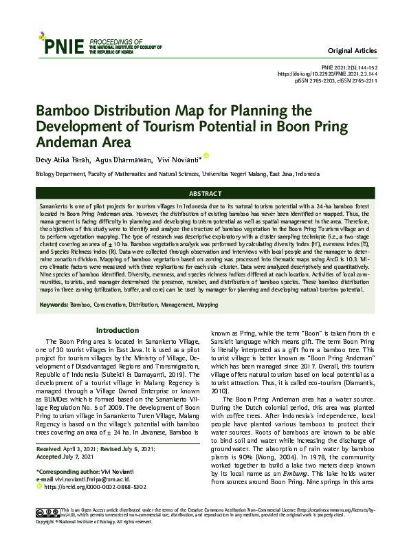 (PDF) Bamboo Distribution Map for Planning the Development of Tourism ...