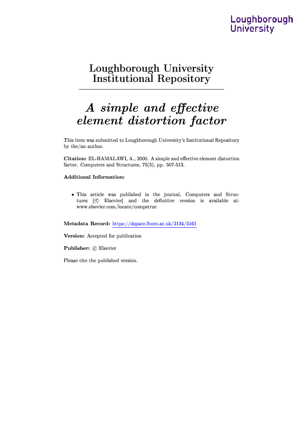 (PDF) A simple and effective element distortion factor