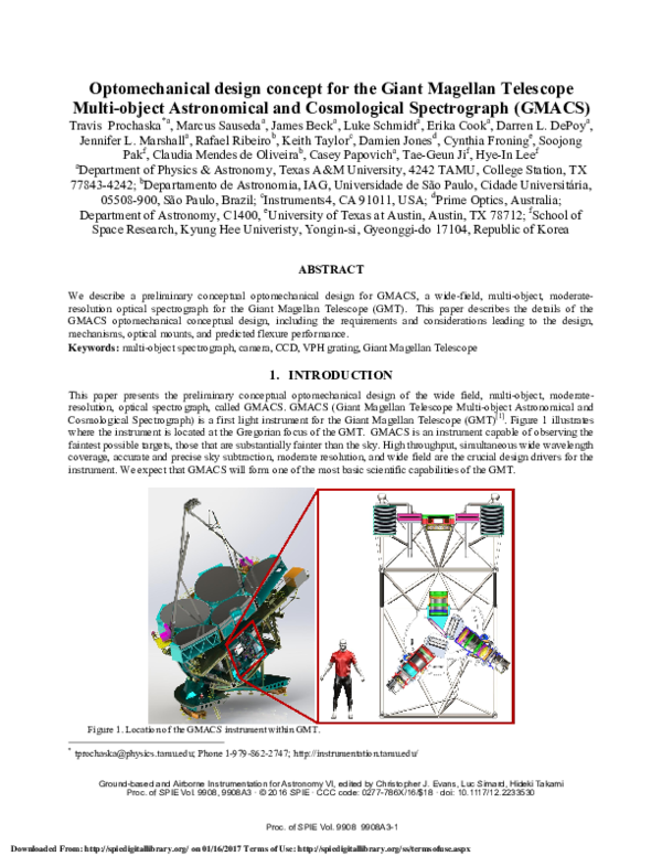(PDF) Optomechanical design concept for the Giant Magellan Telescope ...