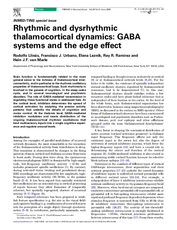 (PDF) Rhythmic and dysrhythmic thalamocortical dynamics: GABA systems ...