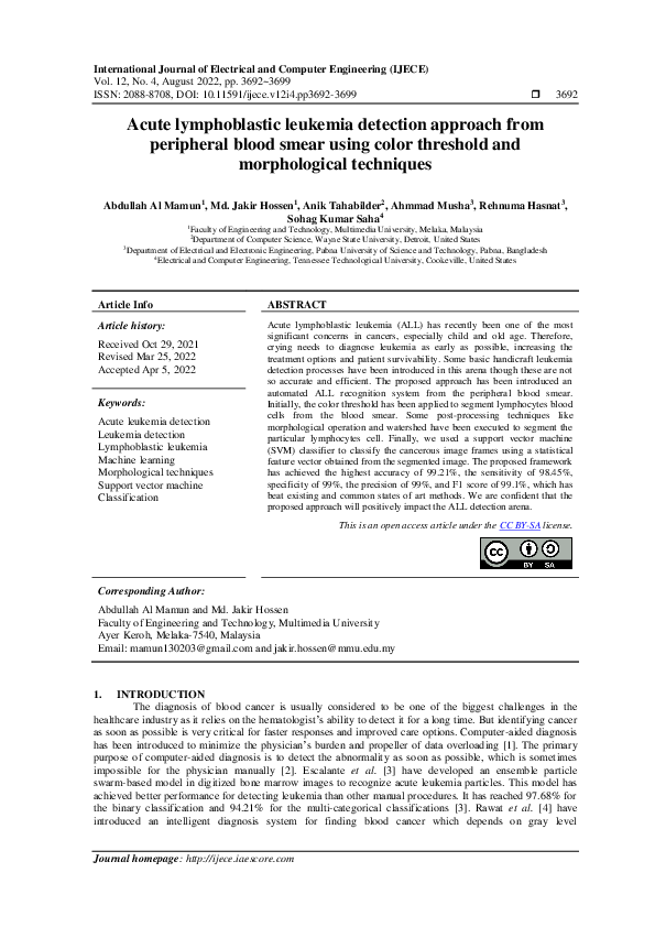 Pdf Acute Lymphoblastic Leukemia Detection Approach From Peripheral