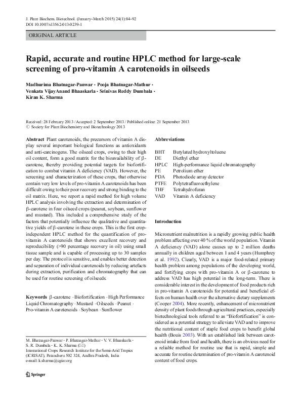 (PDF) Rapid, accurate and routine HPLC method for large-scale screening ...