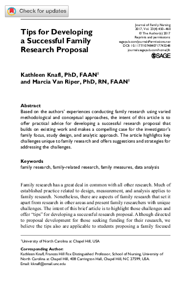 (PDF) Tips for Developing a Successful Family Research Proposal