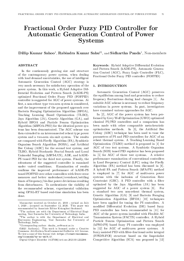 (PDF) Fractional Order Fuzzy PID Controller for Automatic Generation Control of Power Systems
