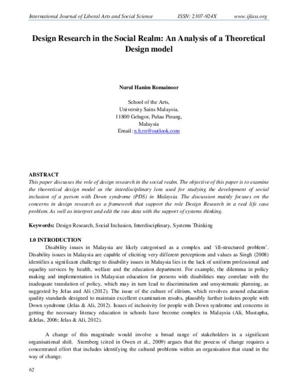 (PDF) Design Research in the Social Realm: An Analysis of a Theoretical ...