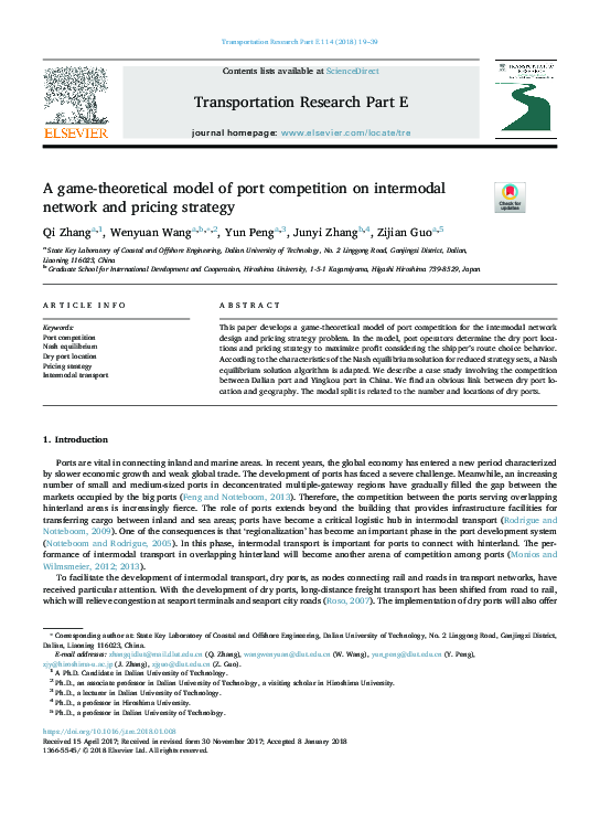 (PDF) A game-theoretical model of port competition on intermodal ...