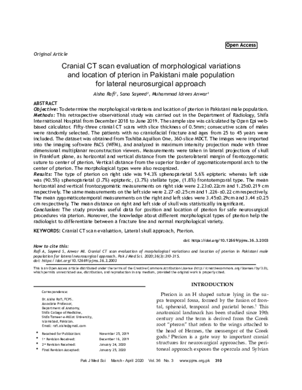 Pdf Cranial Ct Scan Evaluation Of Morphological Variations And