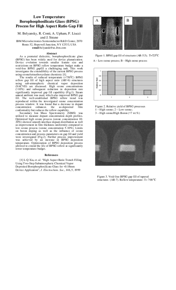 (PDF) Low Temperature Borophosphosilicate Glass (BPSG) Process for High ...