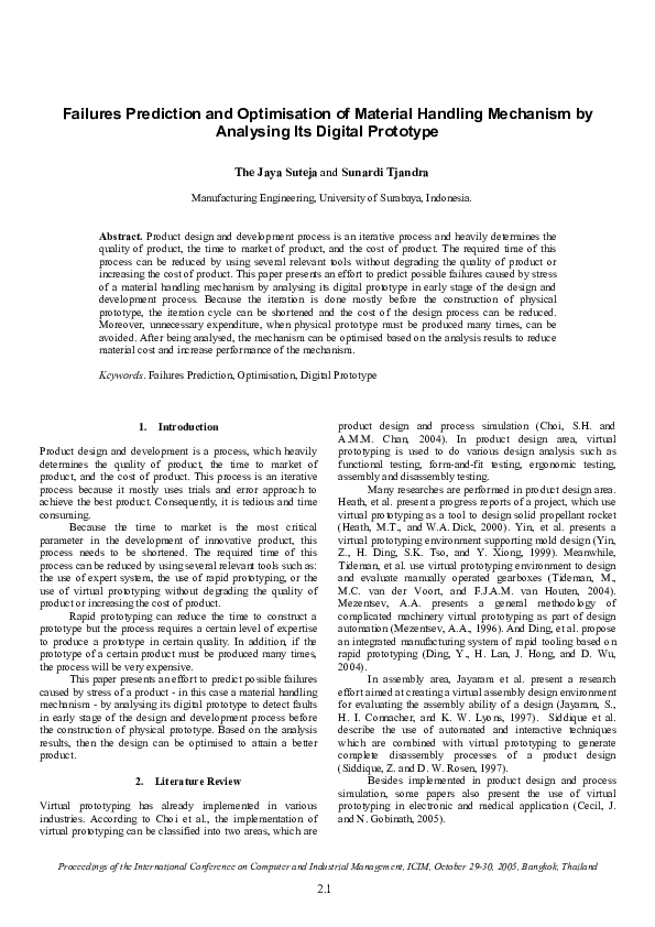 (PDF) Failures Prediction and Optimisation of Material Handling ...