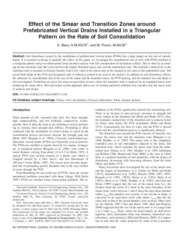 (PDF) Effect of the Smear and Transition Zones around Prefabricated ...