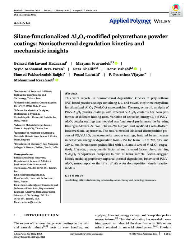 (PDF) Silane‐functionalized Al 2 O 3 ‐modified polyurethane powder ...