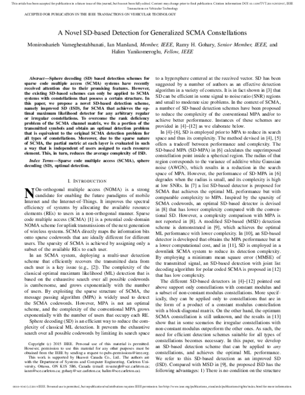 (PDF) A Novel SD-Based Detection for Generalized SCMA Constellations