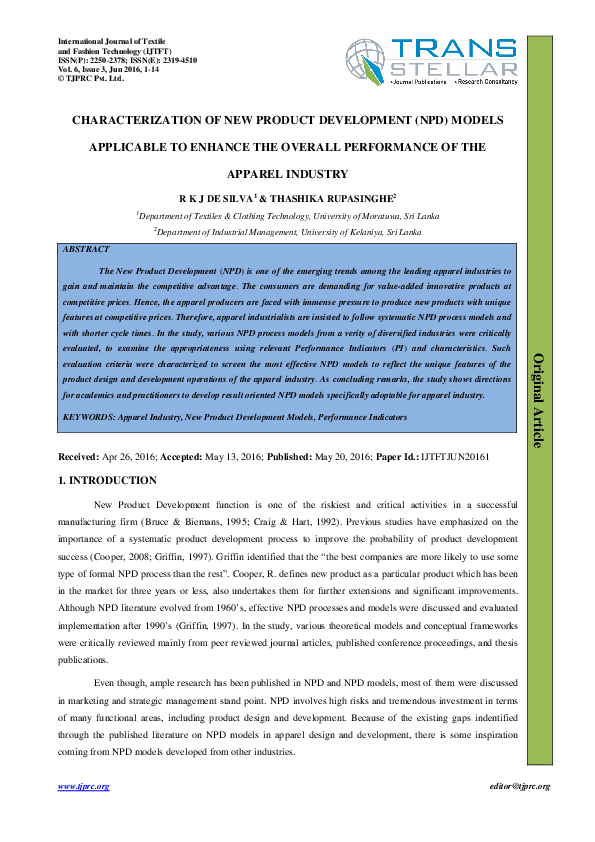 (PDF) Characterization of New Product Development (NPD) Models Applicable to Enhance the Overall ...