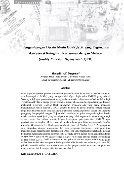 (PDF) Pengembangan Desain Mesin Opak Jepit yang Ergonomis dan Sesuai Keinginan Konsumen dengan ...