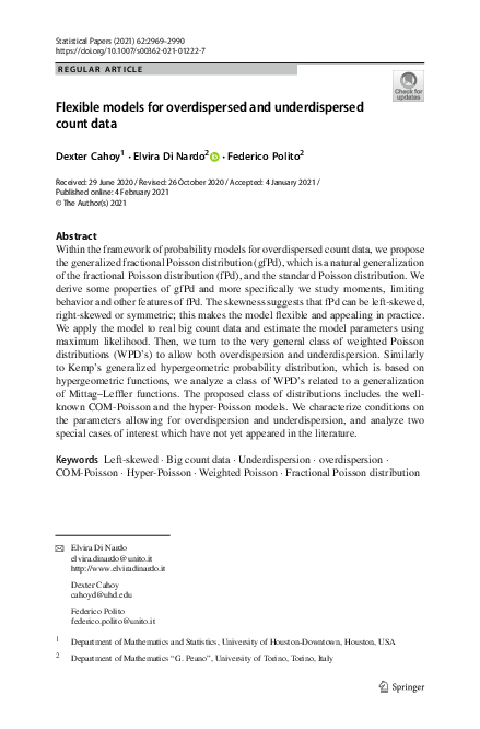 (PDF) Flexible models for overdispersed and underdispersed count data