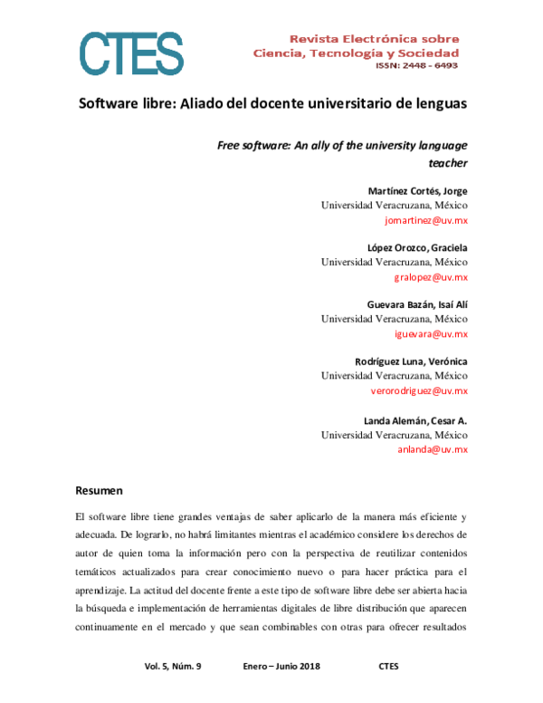 (PDF) Software libre: Aliado del docente universitario de lenguas ...
