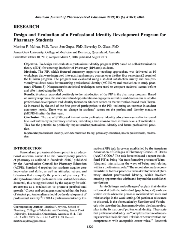 (PDF) Design and Evaluation of a Professional Identity Development ...