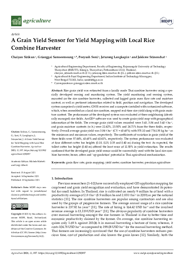 (PDF) A Grain Yield Sensor for Yield Mapping with Local Rice Combine ...