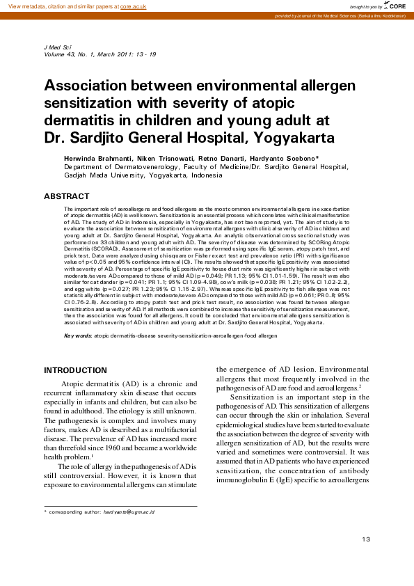(PDF) Association between environmental allergen sensitization with ...