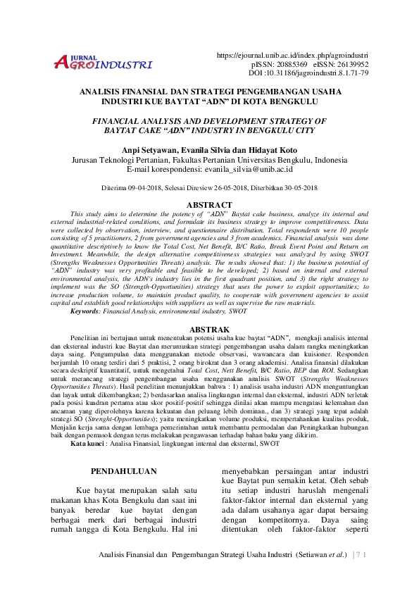(PDF) Financial Analysis and Development Strategy of Baytat Cake “Adn ...